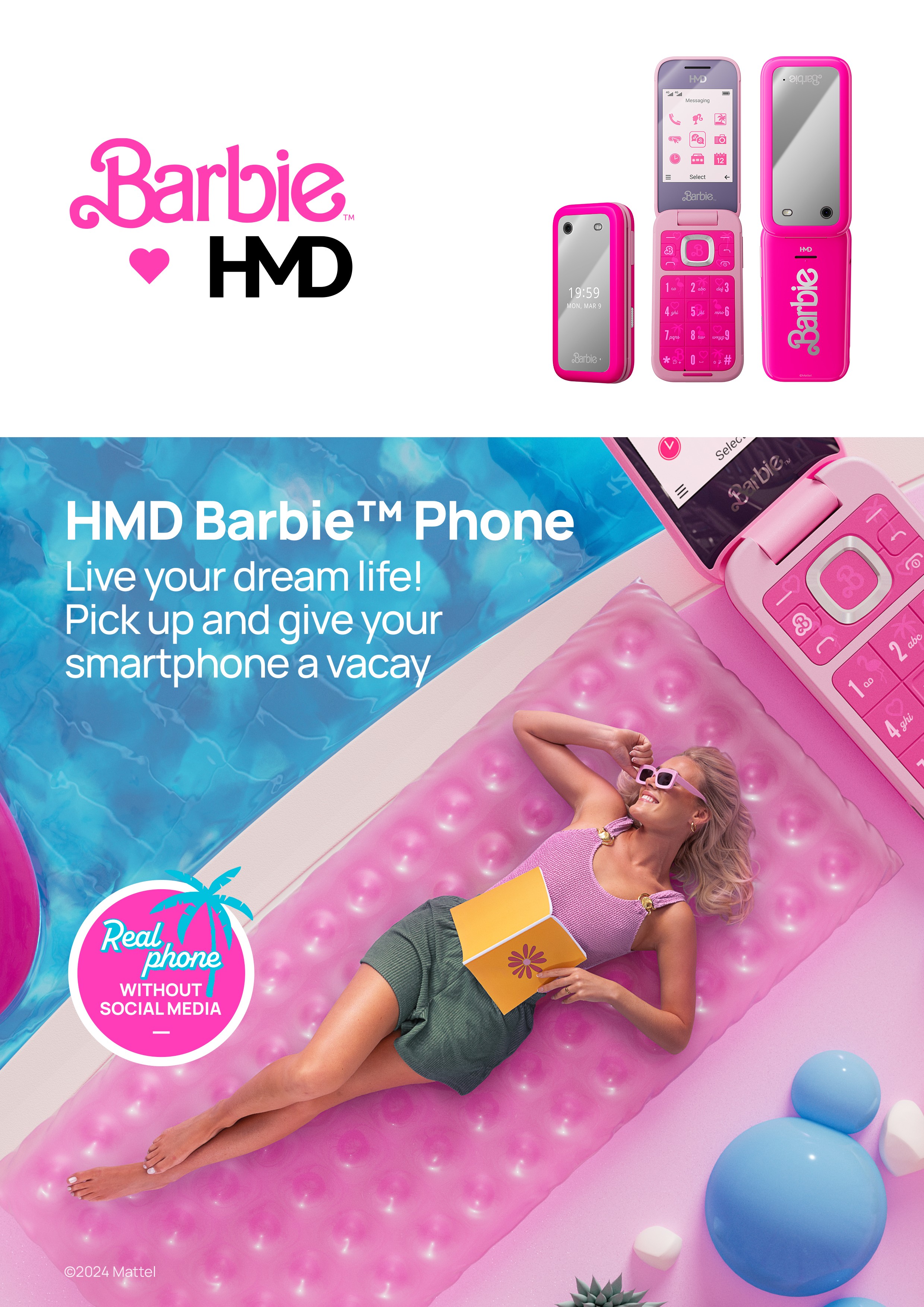 HMD x Barbie Collaboration Edition 4G Flip Phone | Dual SIM | Feature ...