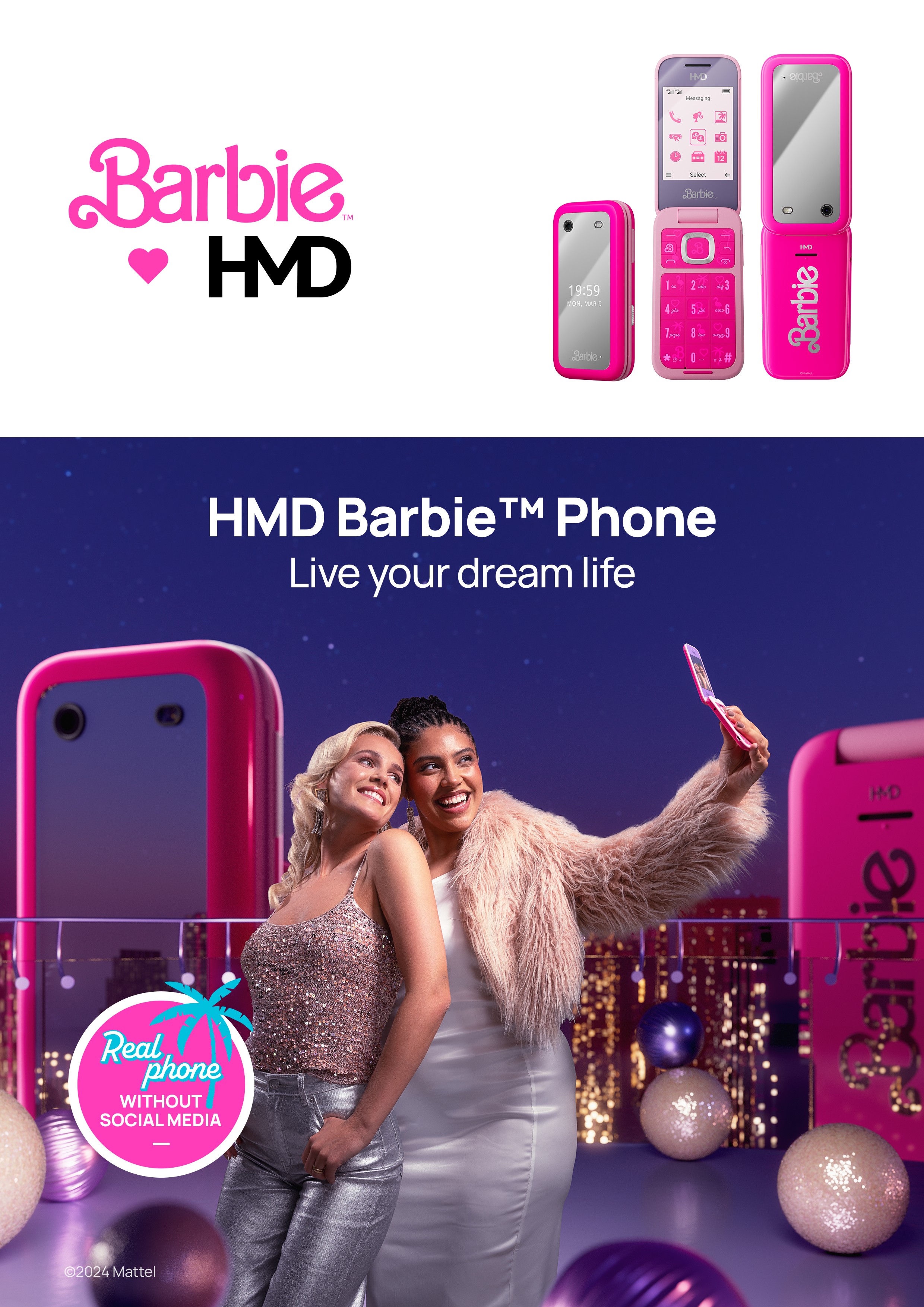 HMD x Barbie Collaboration Edition 4G Flip Phone | Dual SIM | Feature ...