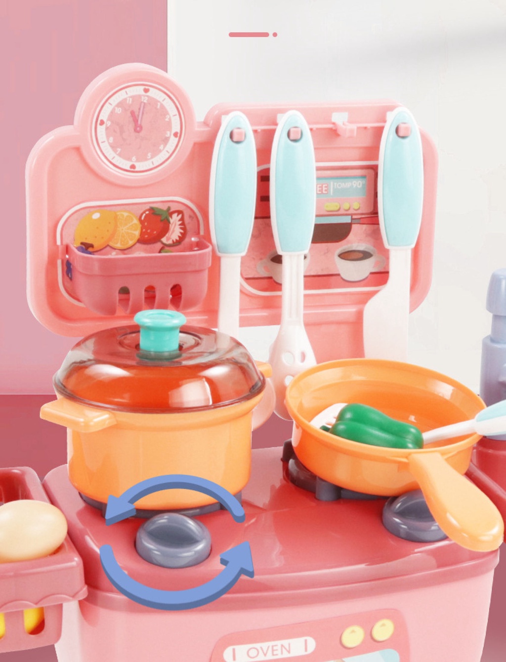 Mini Kitchen Playset Kids Cooking Toys Set House Play Tableware For ...