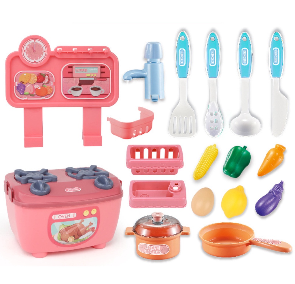 Mini Kitchen Playset Kids Cooking Toys Set House Play Tableware For ...