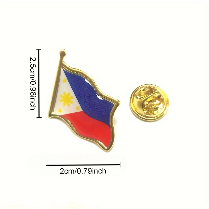 Philippine Flag Brooch Pin Crystal Dropping Stainless Steel Metal ...