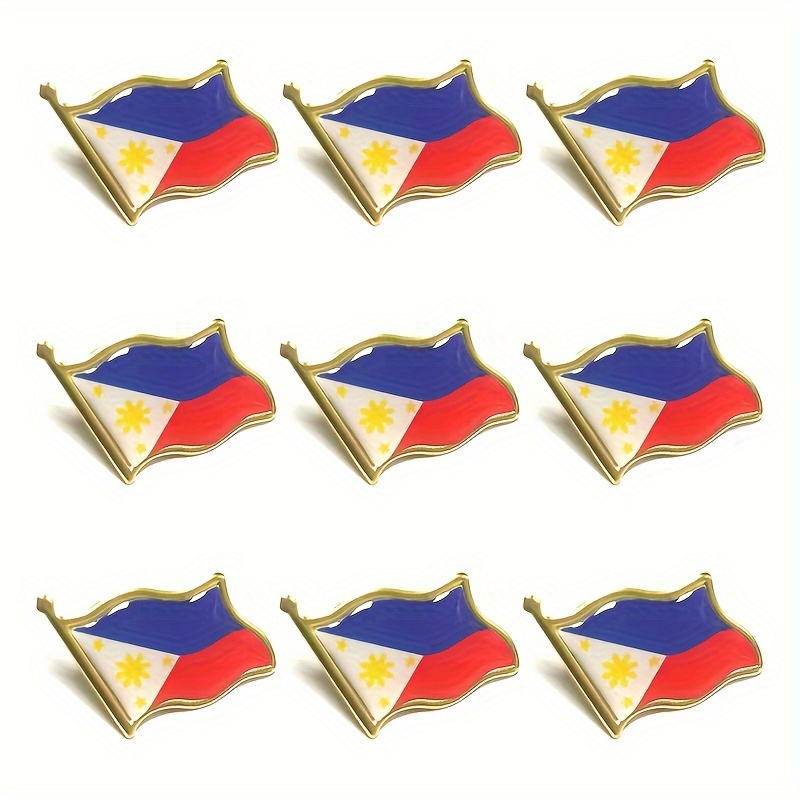 Philippine Flag Brooch Pin Crystal Dropping Stainless Steel Metal ...