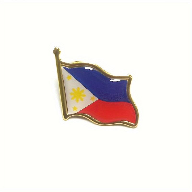 Philippine Flag Brooch Pin Crystal Dropping Stainless Steel Metal ...