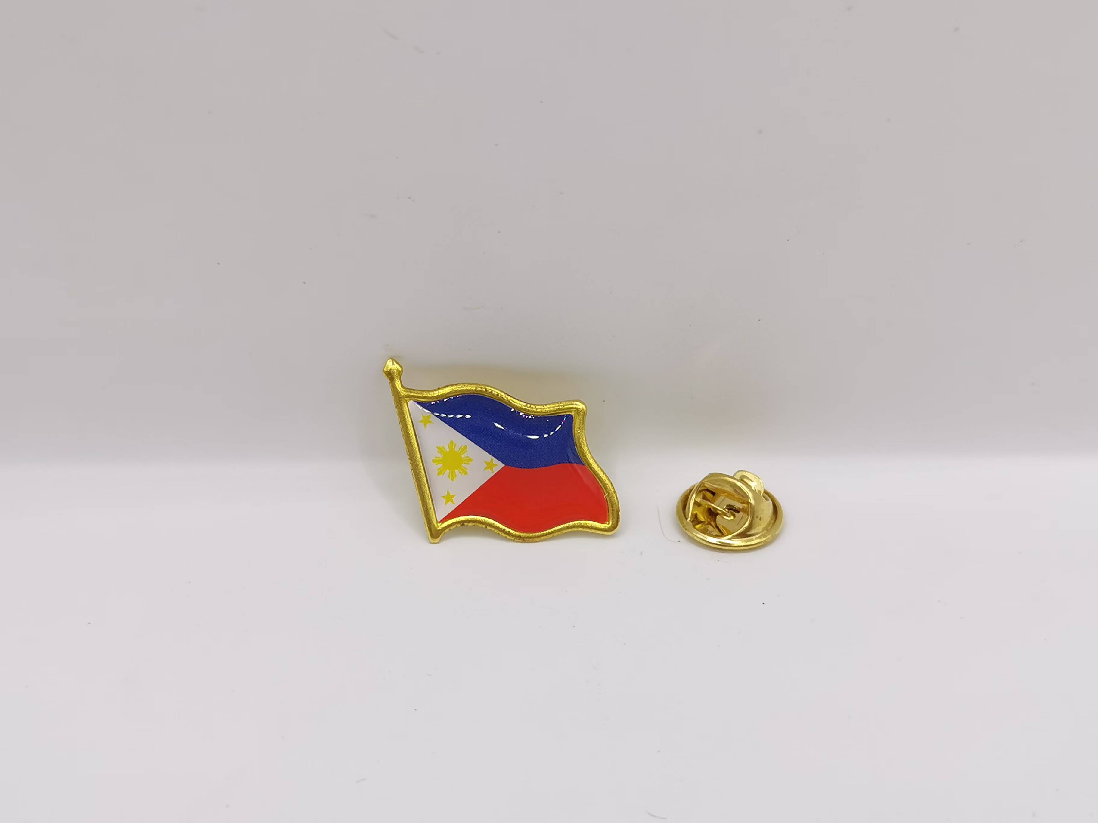 Philippine Flag Brooch Pin Crystal Dropping Stainless Steel Metal ...