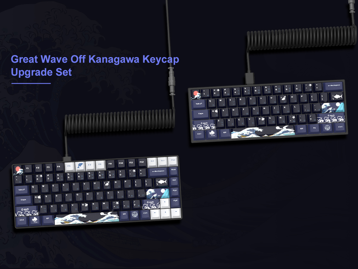 132 Keys Kanagawa Japanese Keyboard Keycaps Dye Sub Cherry Profile ...