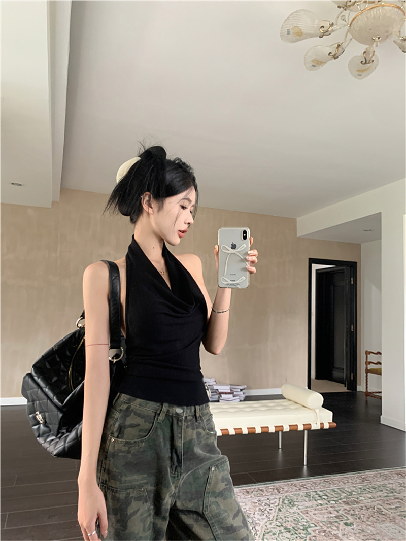ZHELIHANGFEI Pure Desire Windy Collar Halter Neck Camisole Women Summer ...