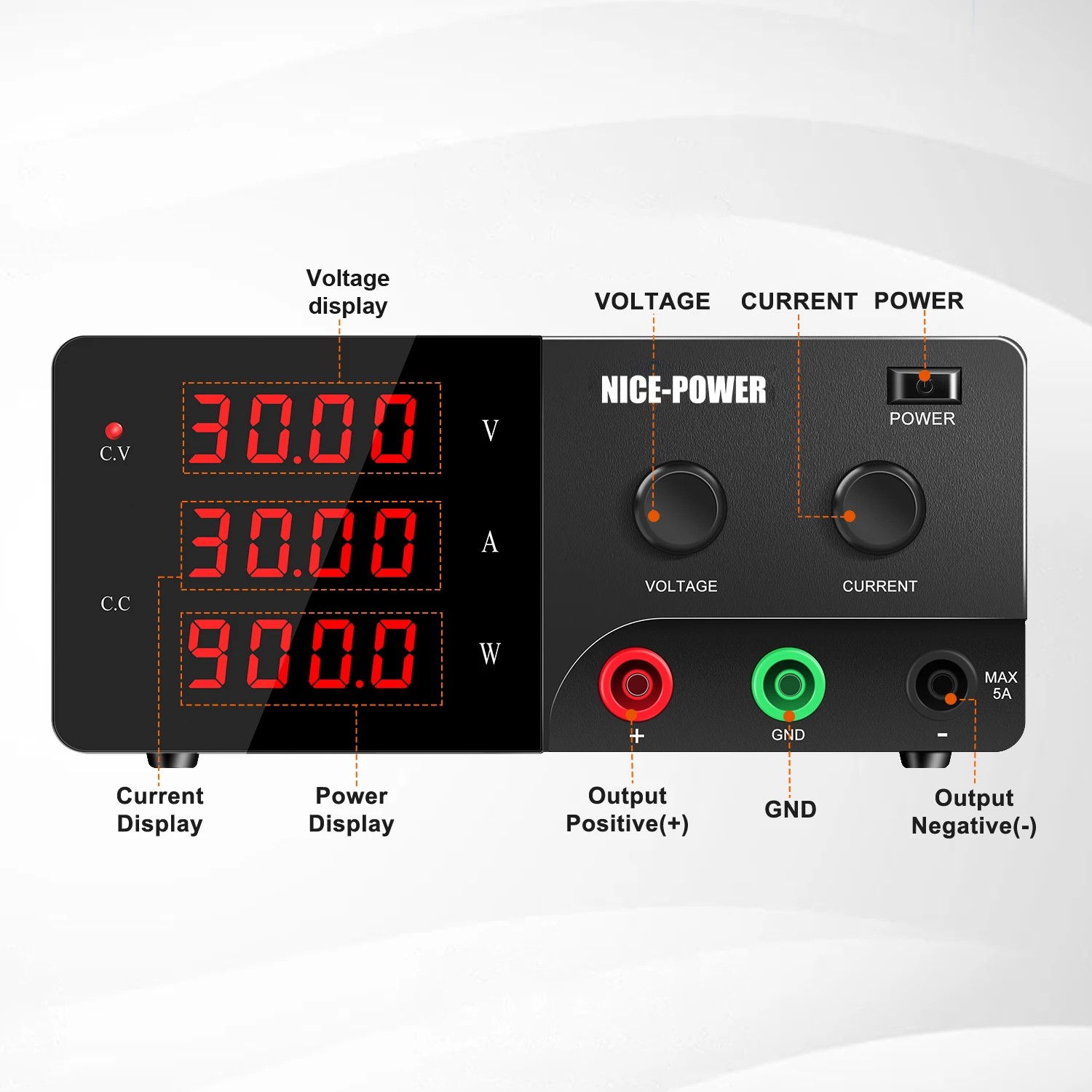Nice Power 30v 30a 20a 60v 10a Lab Bench Power Supply 900w Digital 7696