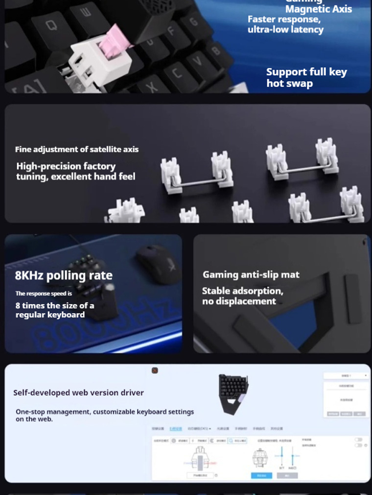 Delux RTS1 mechanical one handed magnetic axis keyboard with 8kHz RT ...
