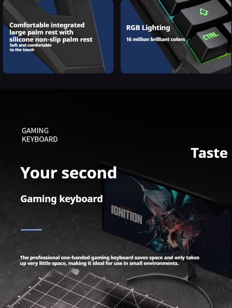 Delux RTS1 mechanical one handed magnetic axis keyboard with 8kHz RT ...