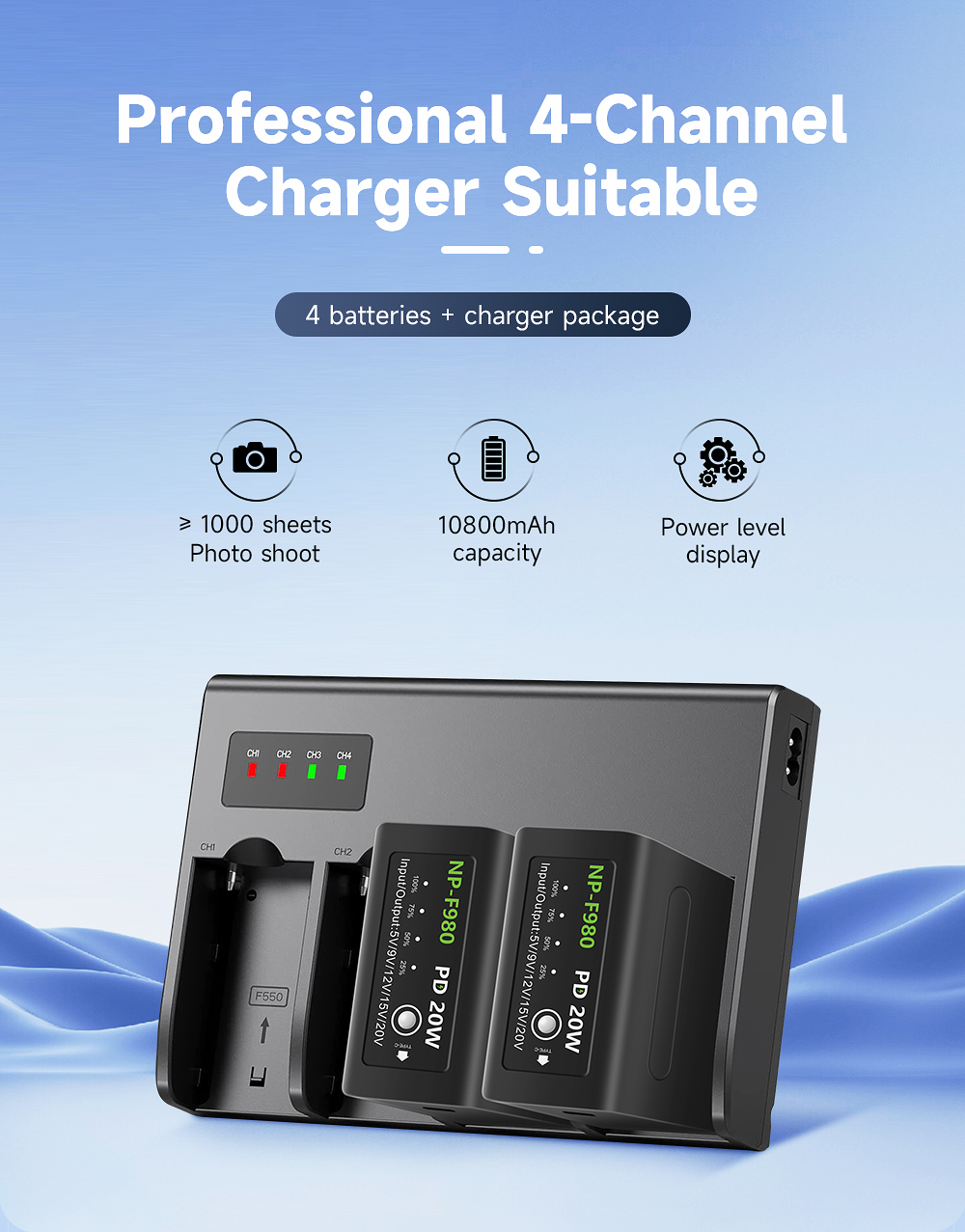 PALO NP-F970-D 4 slot charging NP-F980D Battery For Sony NP F980 F970 F960 F550 F750 | Shopee ...