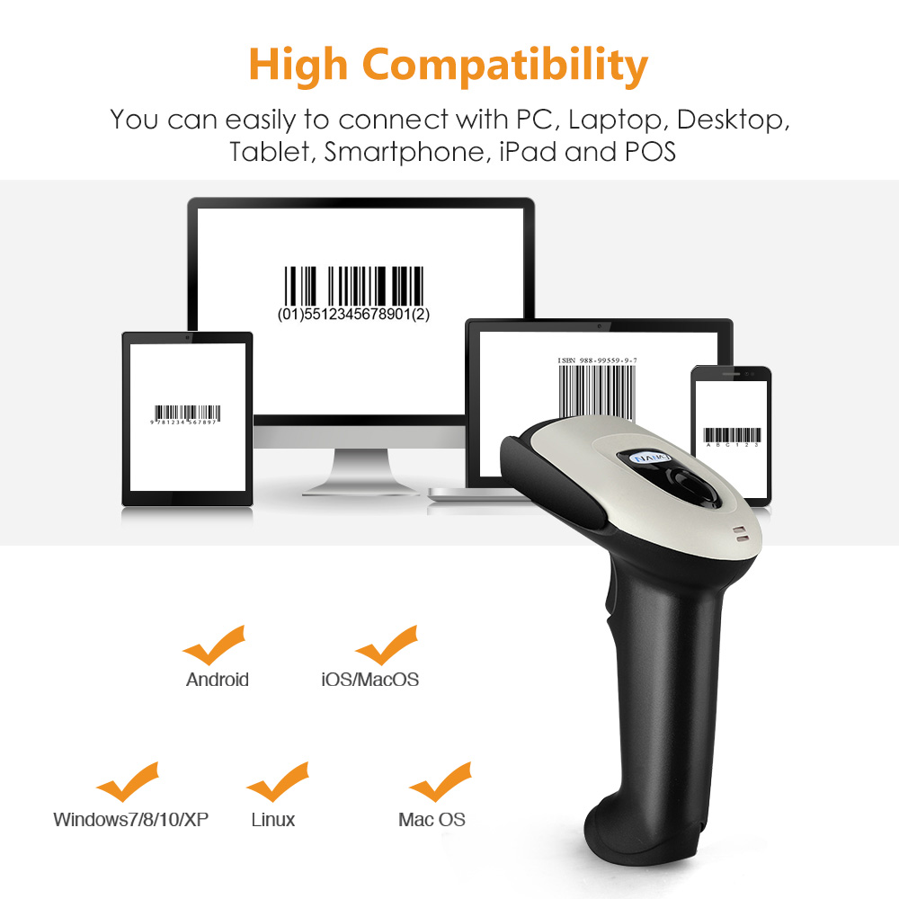 Evnvn Handheld 1DBarcode Scanner CCD Screen Scanning 3IN1 Via Bluetooth ...