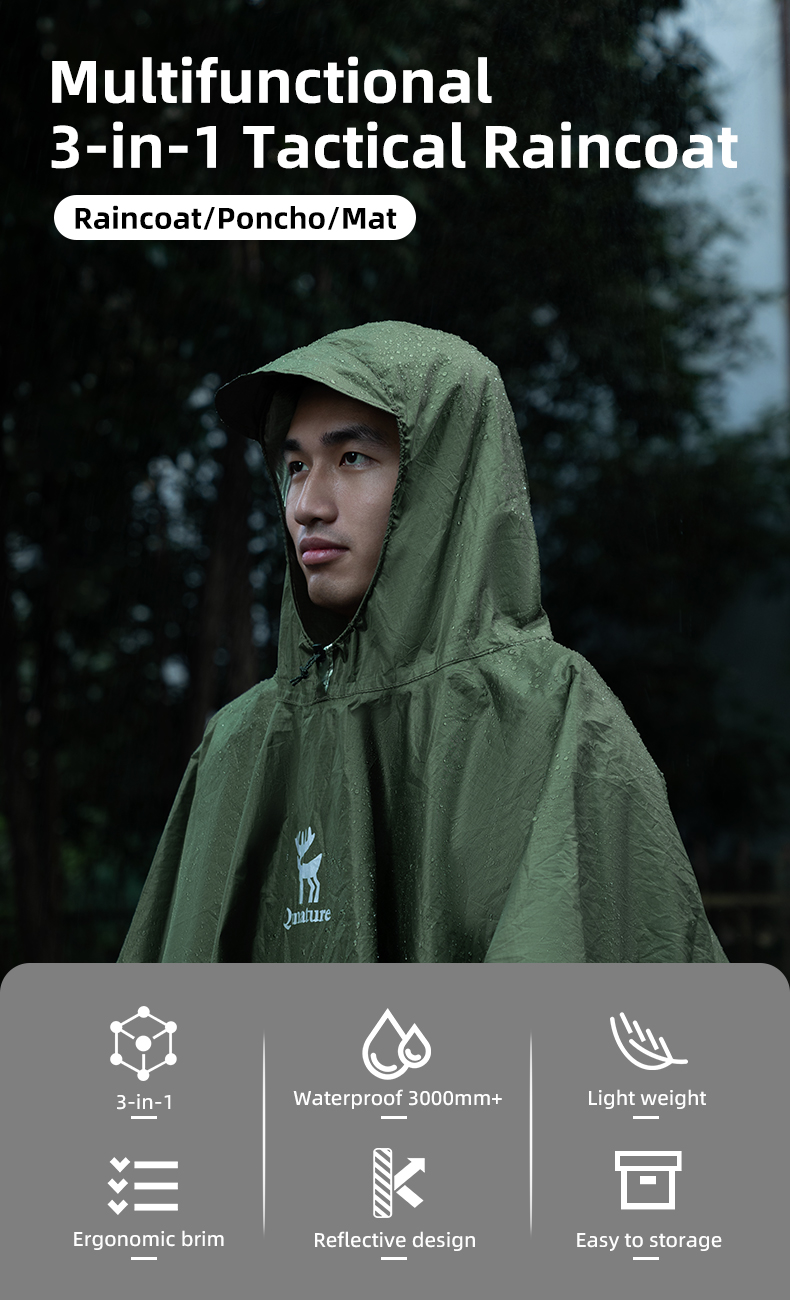 Local Delivery Qunature Raincoat Lightweight Camping Windproof ...