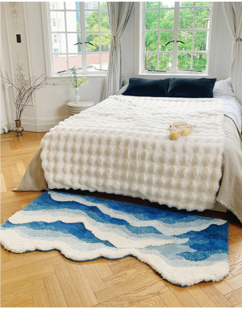 Long mat,Three-dimensional cashmere,Fresh green flower pattern.Size 40 ...