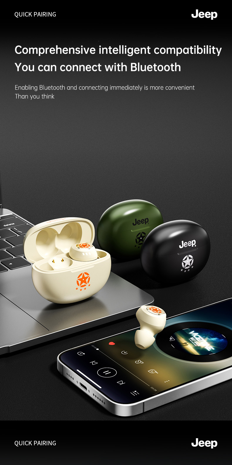 Jeep EW112 Wireless Earphone Bluetooth 5.4 IPX5 Waterproof Noise ...