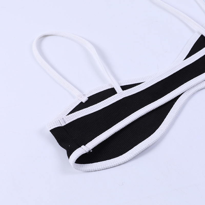 2024 Fashion Women Sexy Ultra-short two-string Crop Top Contrasting ...