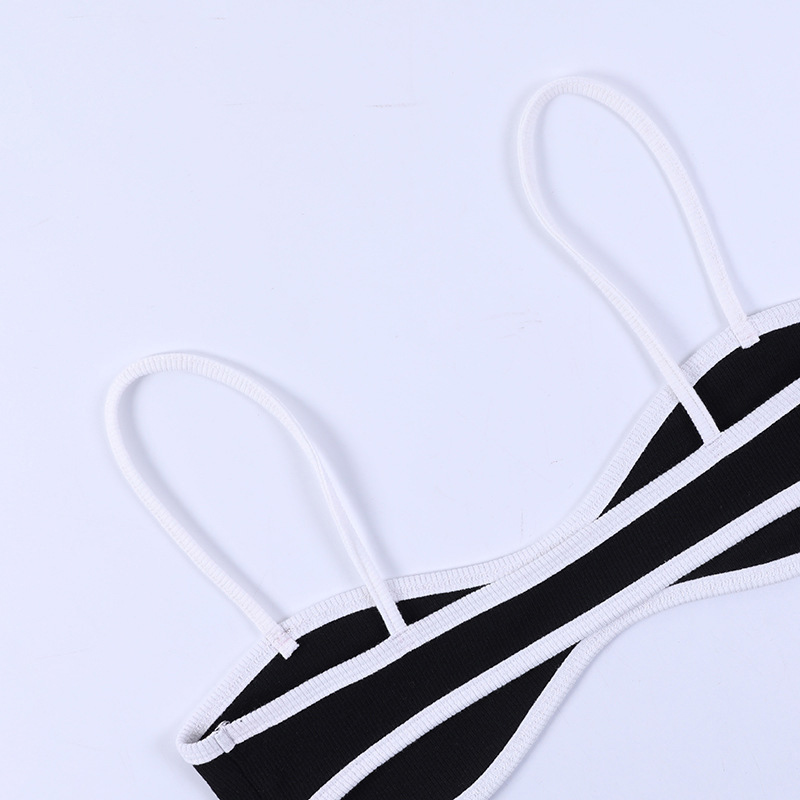 2024 Fashion Women Sexy Ultra-short two-string Crop Top Contrasting ...