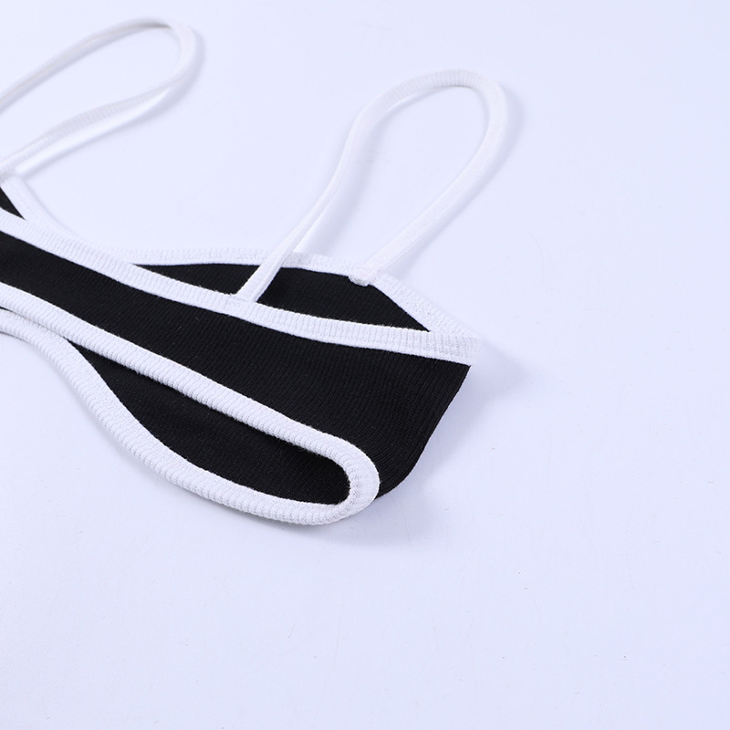 2024 Fashion Women Sexy Ultra-short two-string Crop Top Contrasting ...