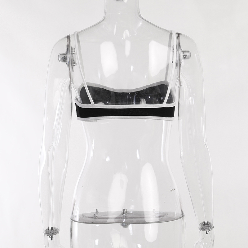2024 Fashion Women Sexy Ultra-short two-string Crop Top Contrasting ...