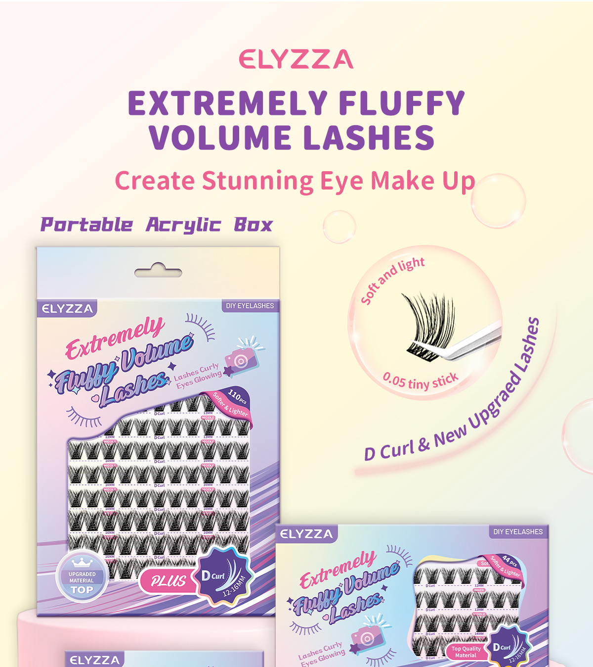Elyzza Fluffy Eyelash Extensions Eyelashes Extension 4IN1 Lash Bond ...