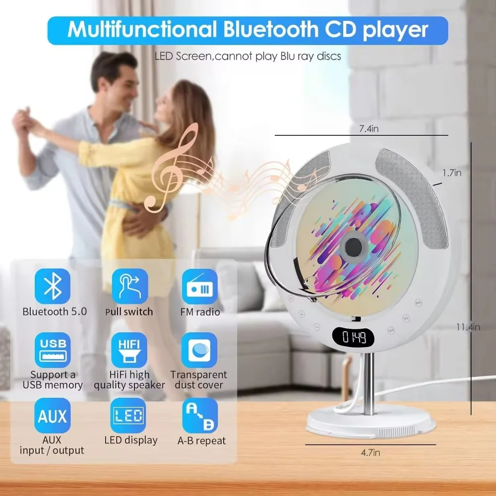 Wall Mounted Home CD Player Album Player with FM Radio Remote Control ...