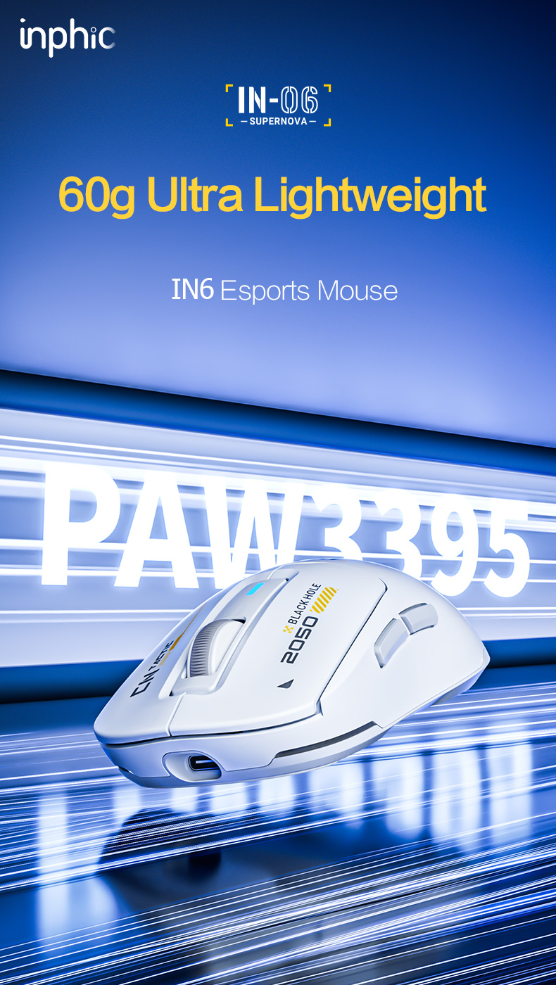 Inphic IN6 Gaming Mouse Wireless/Wired Super-Fast Mouse PAW3395 8000Hz ...
