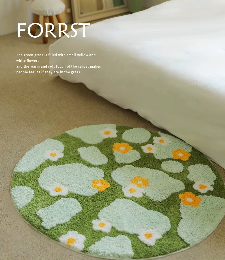 Round carpet ,Three-dimensional cashmere,Circular green spring garden ...