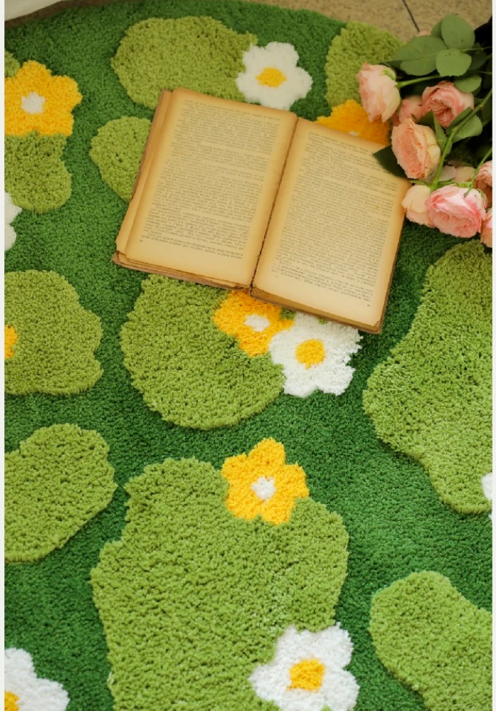 Round carpet ,Three-dimensional cashmere,Circular green spring garden ...