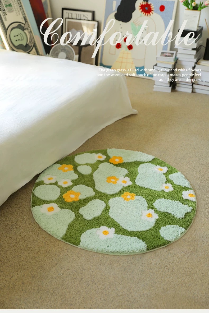 Round carpet ,Three-dimensional cashmere,Circular green spring garden ...