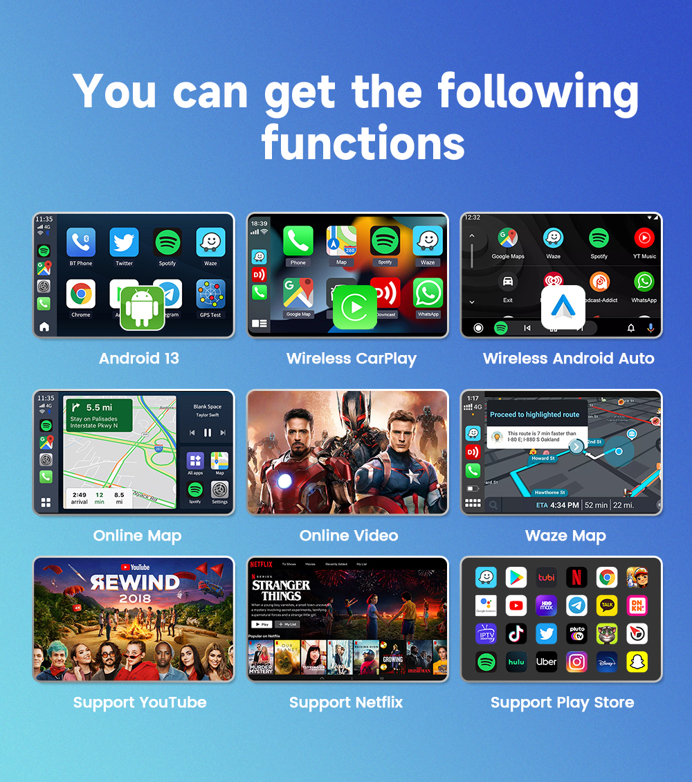 CarlinKit CarPlay Ai Box SM6115 8 cores Android 13 TV Video Streaming Box for Car Wireless Car ...