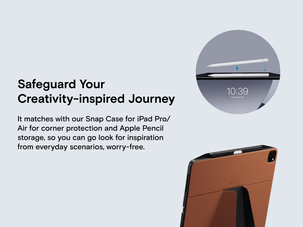 MOFT Snap Float Folio for iPads Adjustable Tablet Stand for Desk, Leather Folio iPad Tablet ...