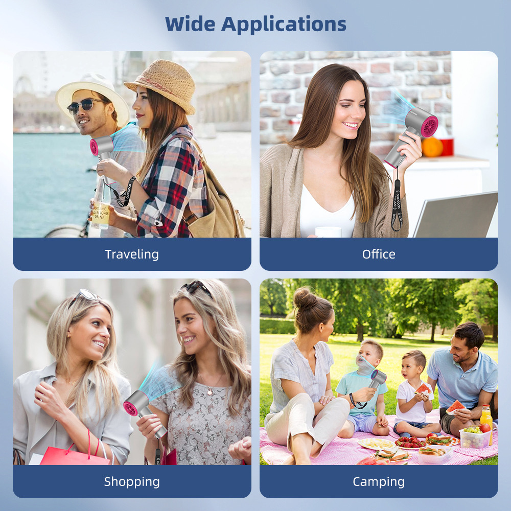 GOOJODOQ Mini Fan 4000 mAh Turbo Jet Rechargeable Handheld Portable ...