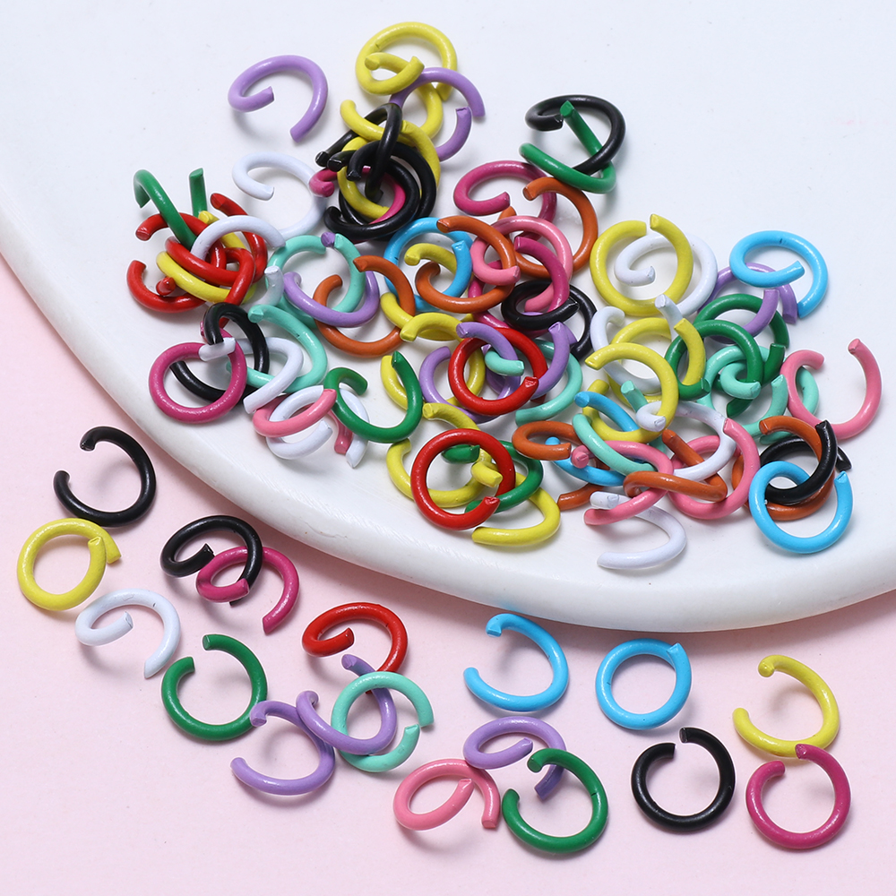 50pcs Open Connection Ring Colored Baked Paint Alloy Ring Jewelry ...