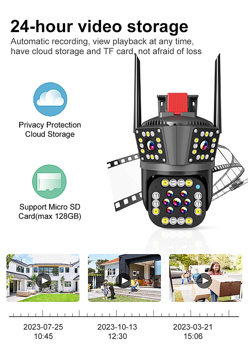V380 PRO A3H Dual Cameras Three Screens CCTV Outdoor Waterproof 360 ...
