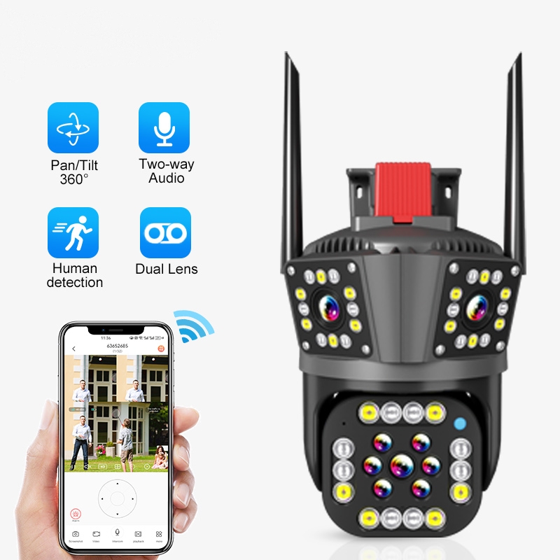 V380 PRO A3H Dual Cameras Three Screens CCTV Outdoor Waterproof 360 ...