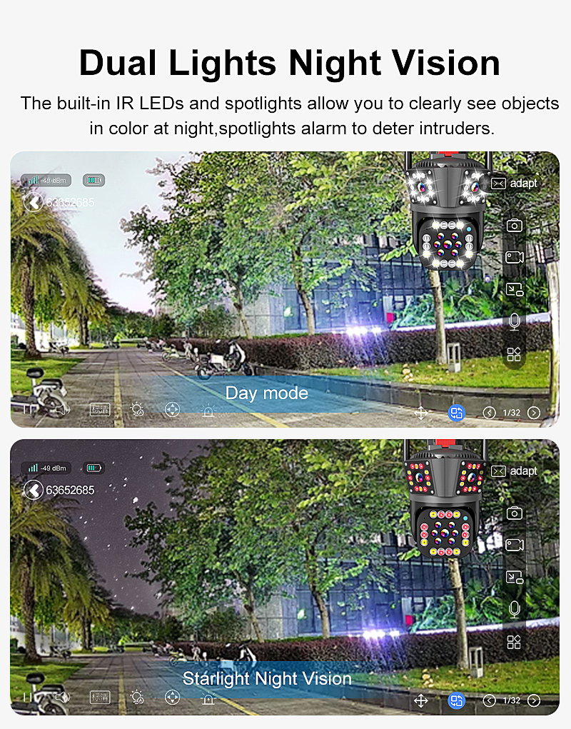 V380 PRO A3H Dual Cameras Three Screens CCTV Outdoor Waterproof 360 ...