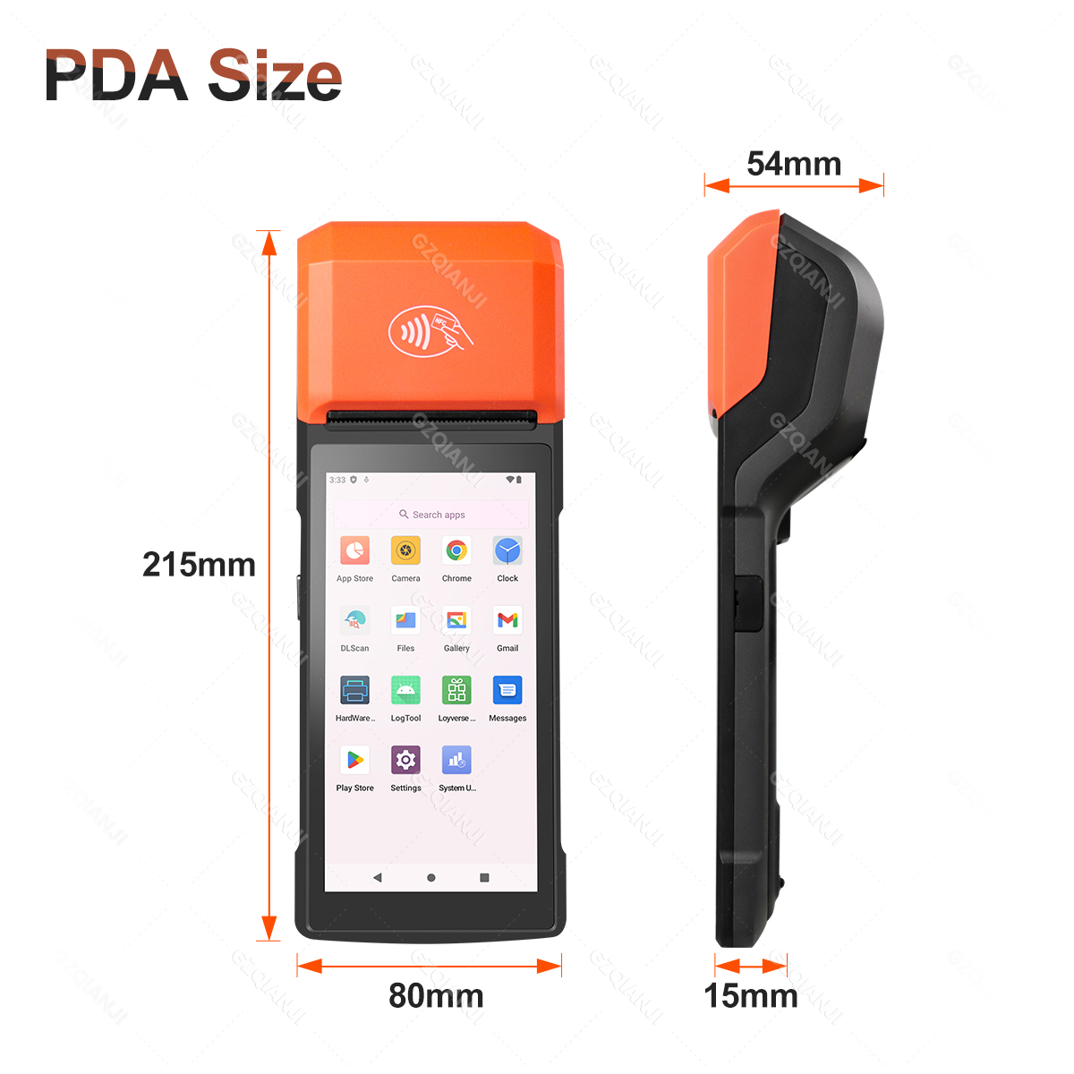 POS PDA Terminal 4G Android 14 built-in 58mm Printer 1D/2D Scanner 3GB+32GB NFC Free App ...