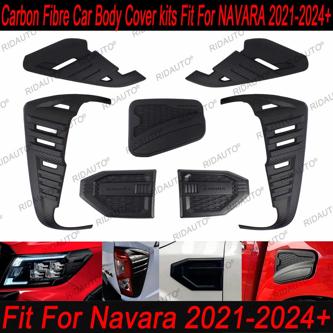 Carbon Fiber Style Body Cover Kit Black Decoration Trims Light ...