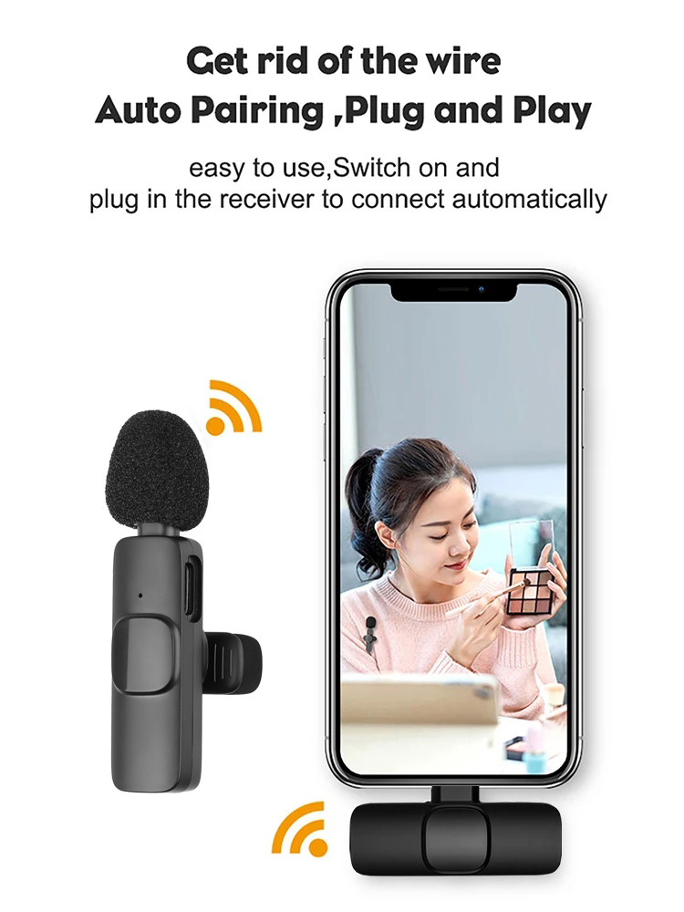 2 in 1 Set K9 Lavalier Wireless Microphone with Noise Reducing for ...