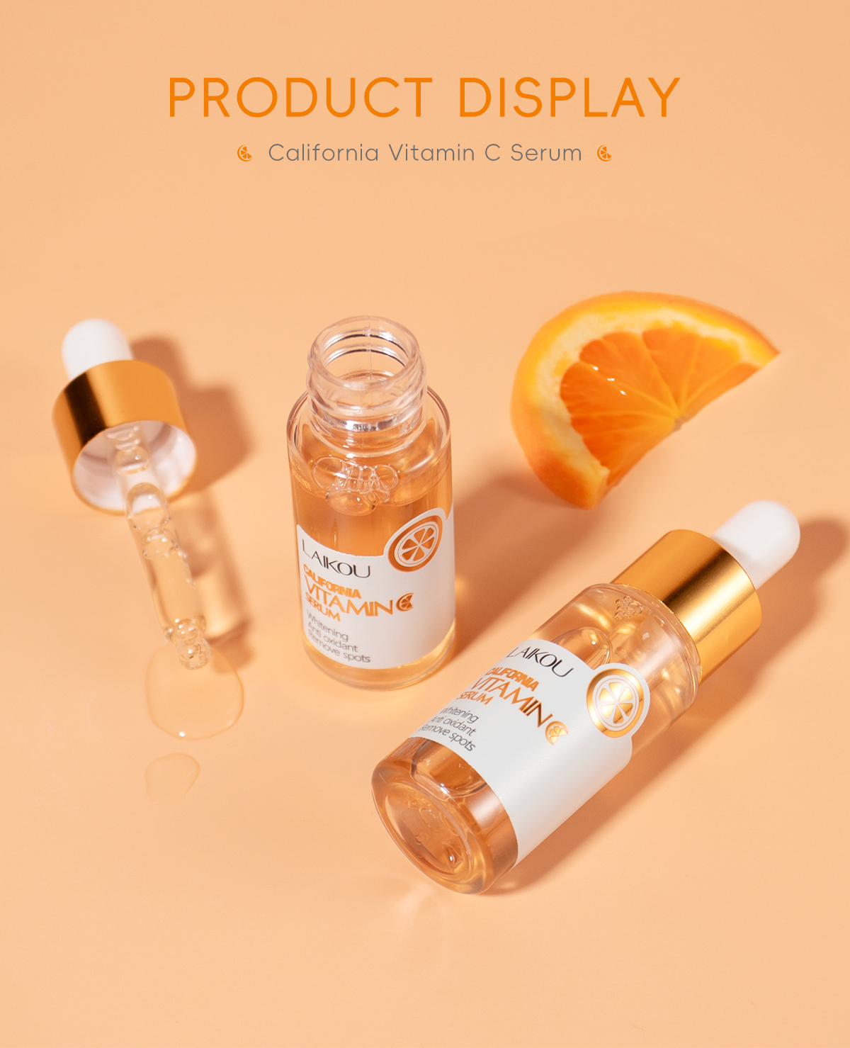 LAIKOU Vitamin C Facial Serum VC Whitening Anti-Aging Freckle Dark Spot ...