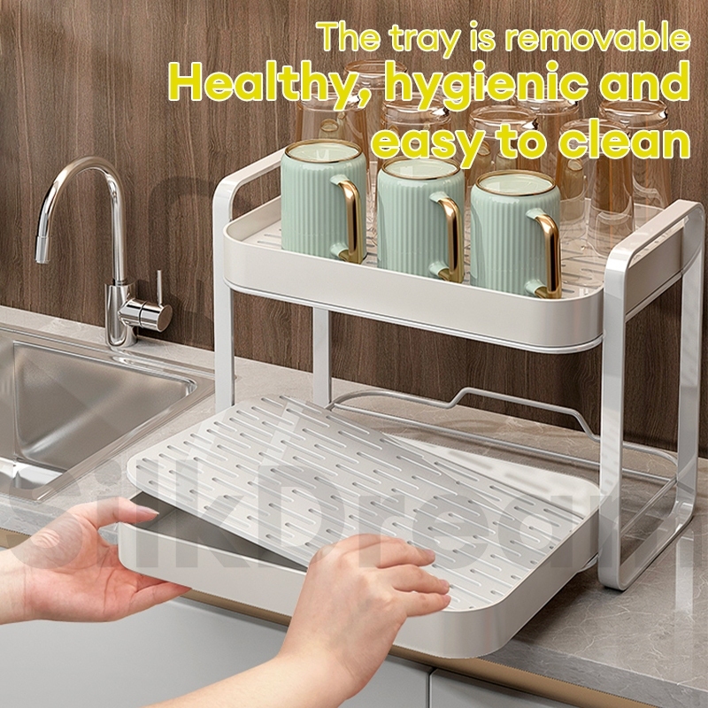 Cups Drying Rack Cups Drying Rack With Drain Tray Glass Bottle Holder 2 ...