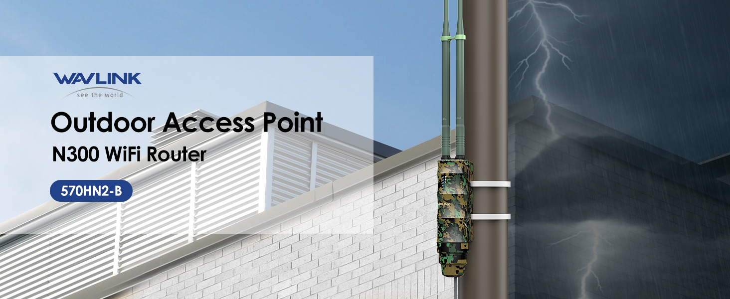 WAVLINK N300 Wireless Outdoor Access Point with PoE Powered, WAN/LAN ...