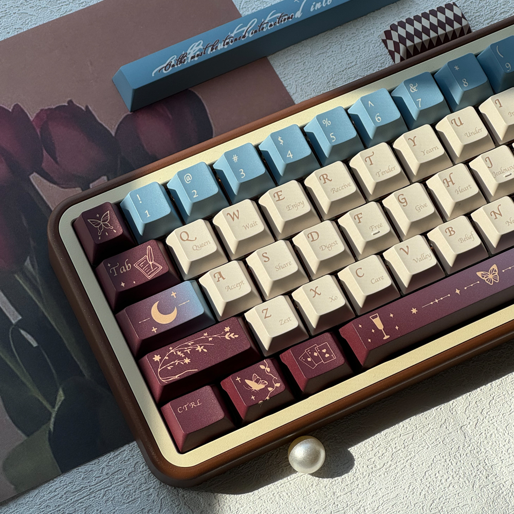 135 Keys Night Flower Butterfly Keycaps Cherry Profile PBT Dye ...