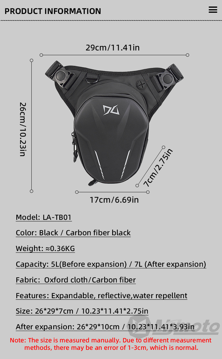 Men's Riding Leg Bag Motorcycle Waist Bag Carbon Matte Black Portable ...