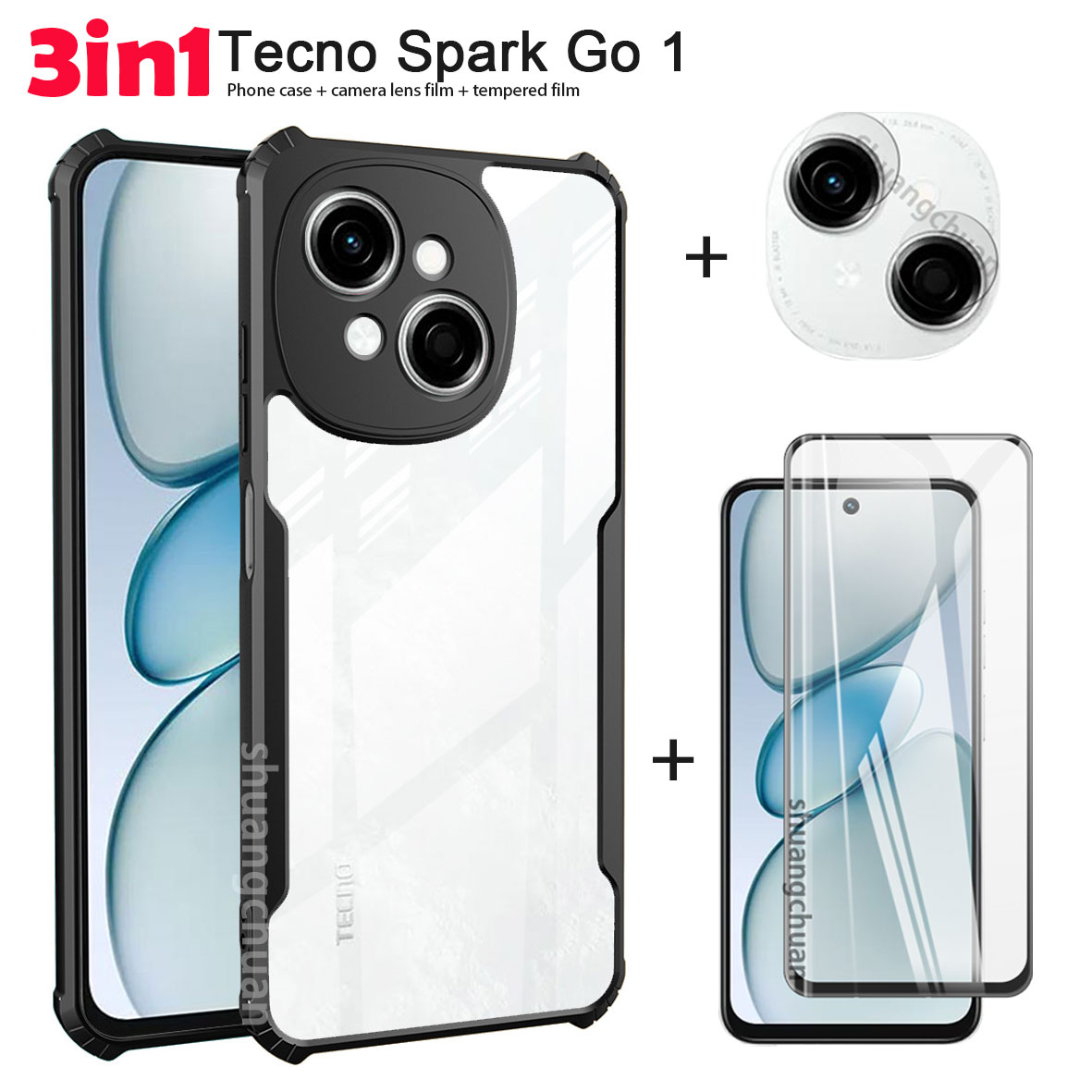 3IN1 For Tecno Spark Go 1 phone Case Spark Go 1 Full screen covered ...