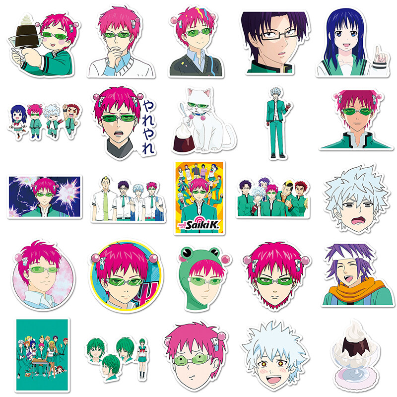 50Pcs Anime The Disastrous Life of Saiki K Stickers Decals Saiki Kusuo ...