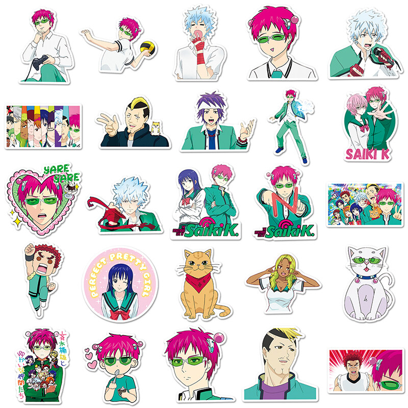 50Pcs Anime The Disastrous Life of Saiki K Stickers Decals Saiki Kusuo ...