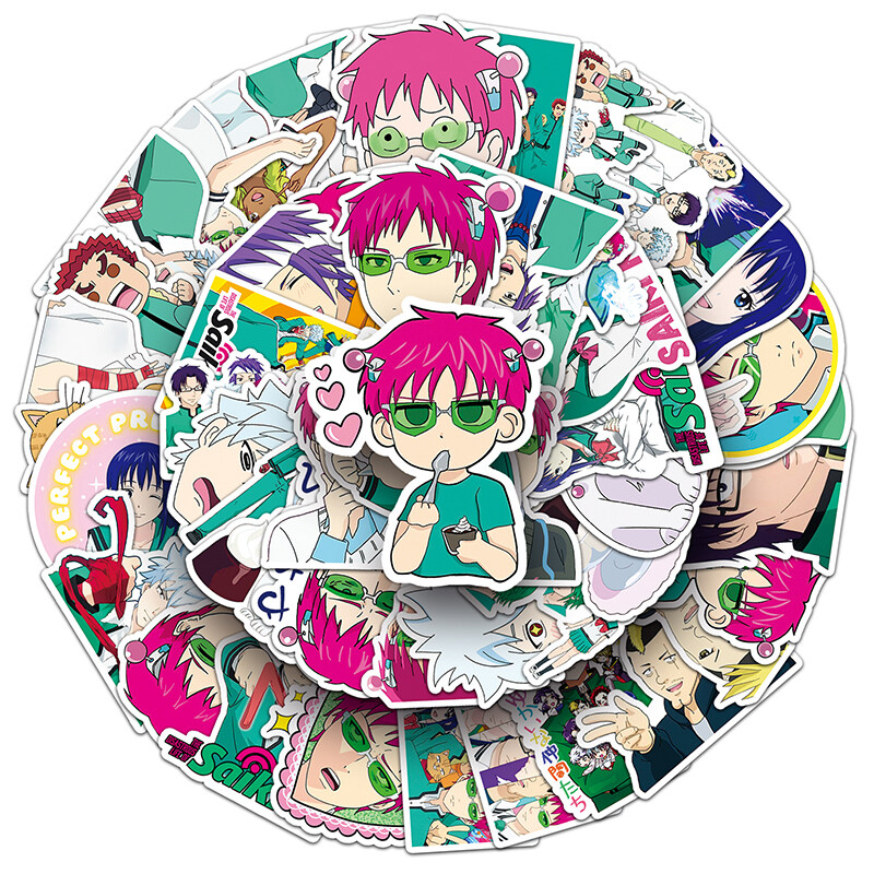 50Pcs Anime The Disastrous Life of Saiki K Stickers Decals Saiki Kusuo ...