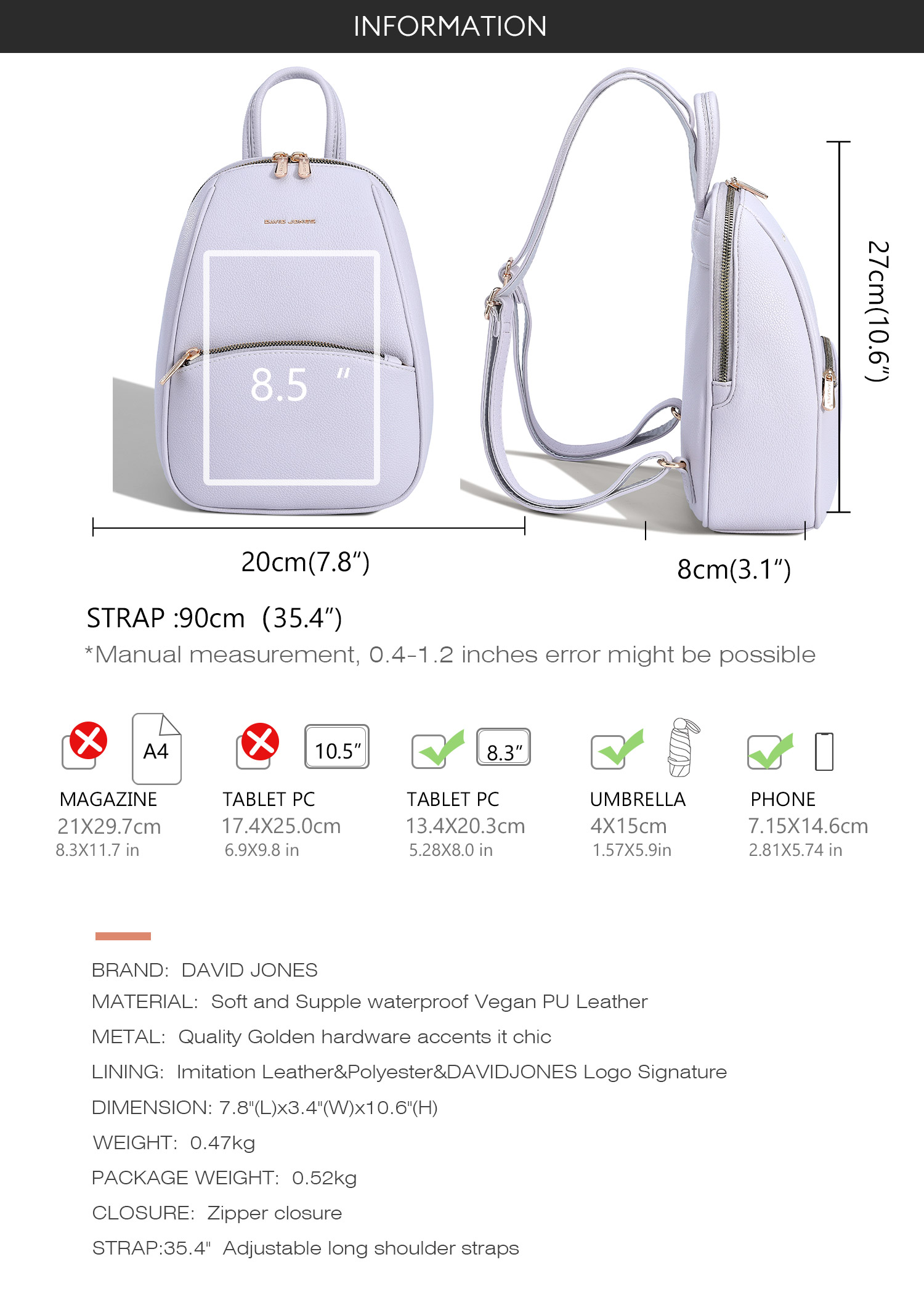 David Jones 2025 Spring Summer New Collection Designer Mini Backpack ...