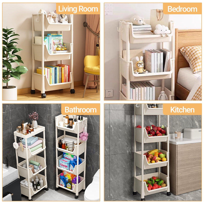 Movable Kitchen Dish Storage Rack Bathroom Organizer Rack Book ...