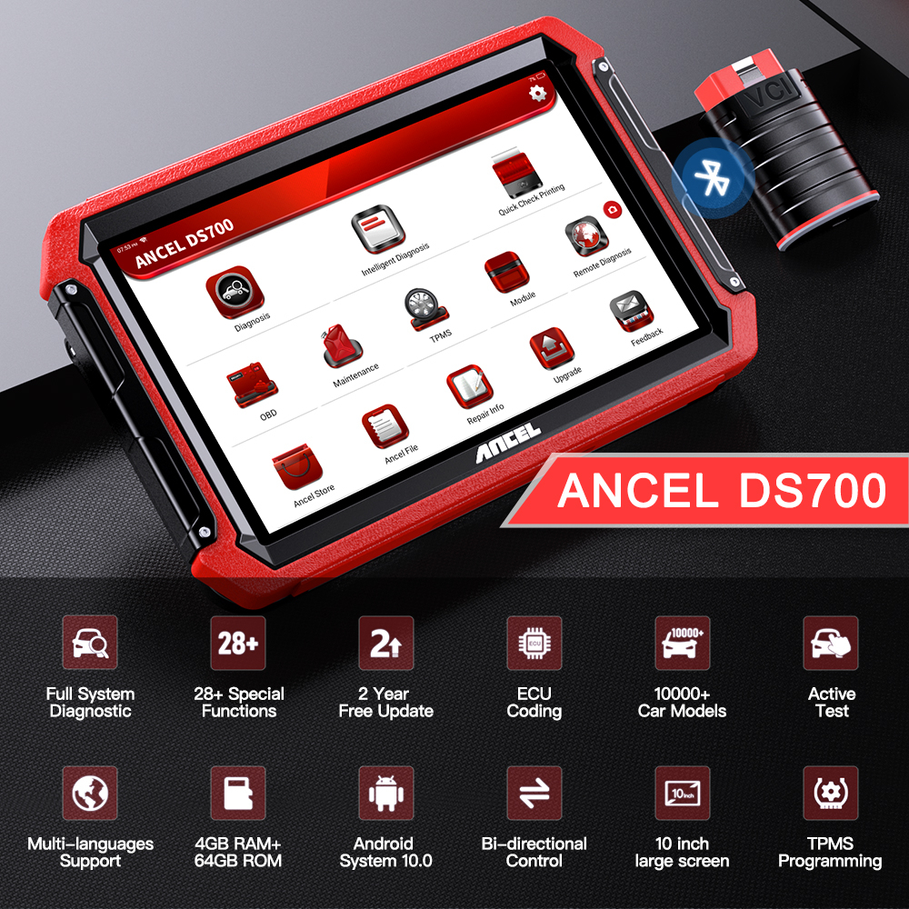 ANCEL DS700 Automotive Top OBD Scanner Full System Active Test ECU ...